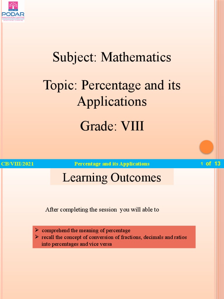 Understanding Percentages in Math | PDF | Teaching Methods & Materials