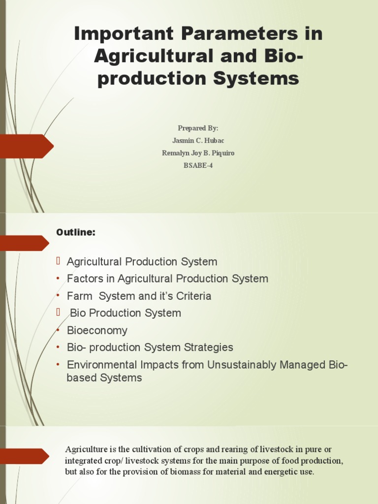 Agricultural and Bio-Production System - Hubac and Piquiro - 2 | PDF ...