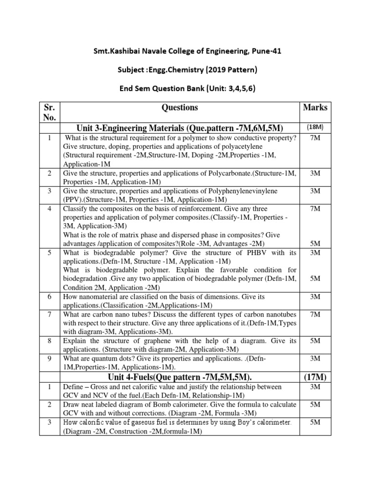 Chemistry End Sem Question Bank (Unit3-6) A.Y 21-22 | PDF | Corrosion ...