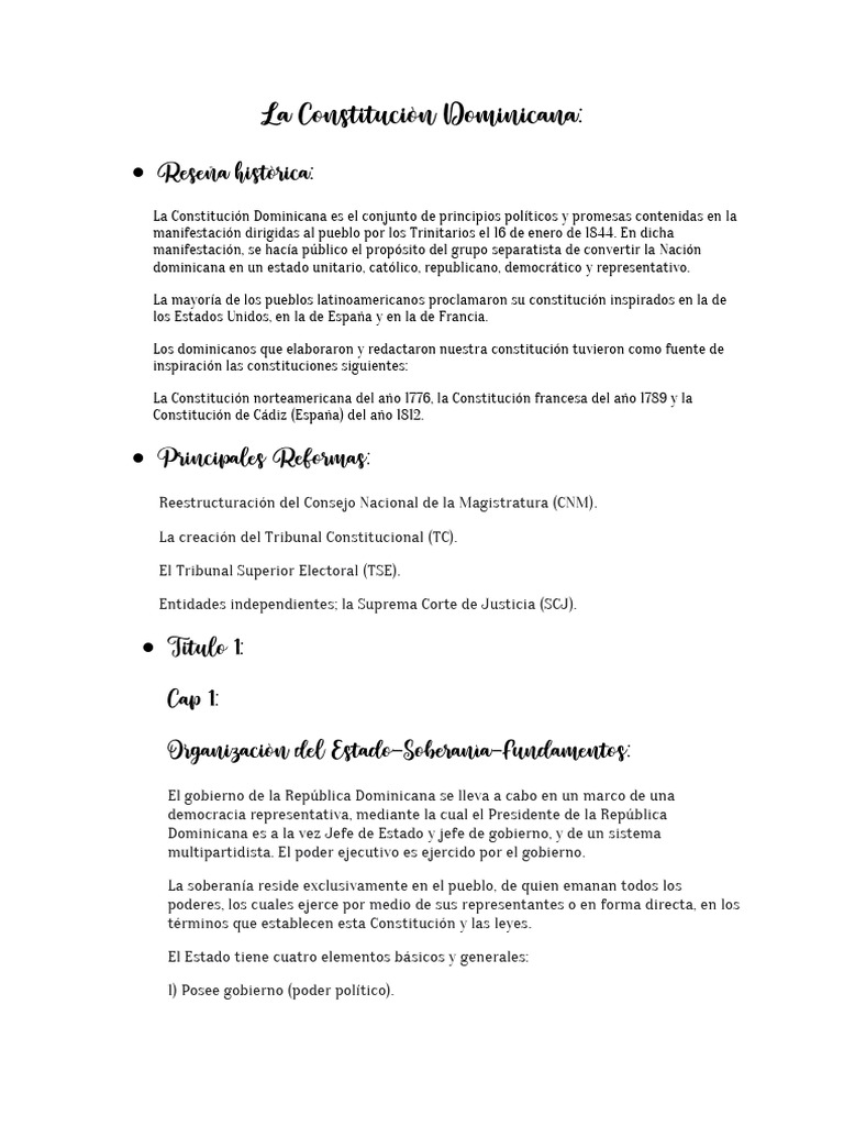 La Constitución Dominicana 1 | PDF | Constitución | República Dominicana