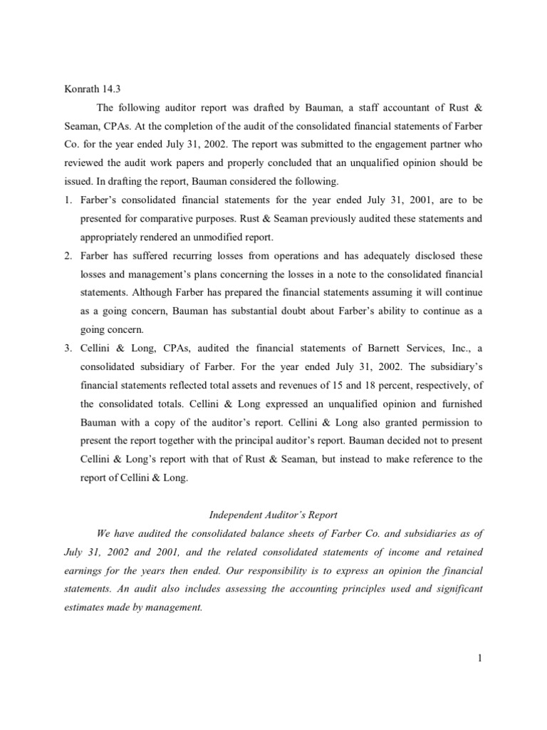 Konrath 14 | Download Free PDF | Auditor's Report | Going Concern