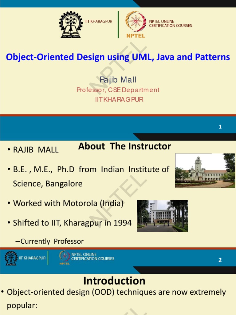Nptel: Object-Oriented Design Using UML, Java and Patterns | PDF