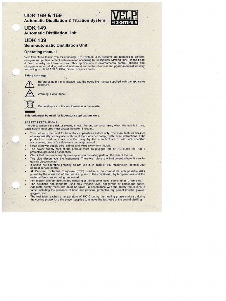 Sistem de Distilare-Titrare Kjeldahl 1 | PDF