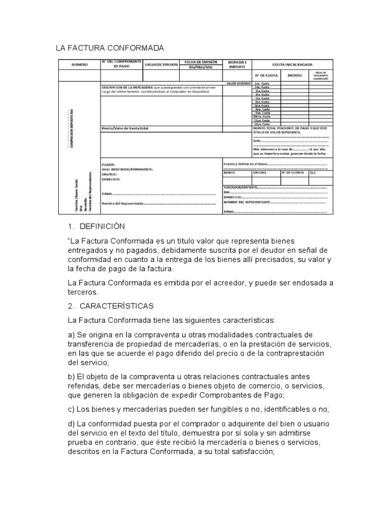 La Factura Conformada | PDF | Pagos | Factura