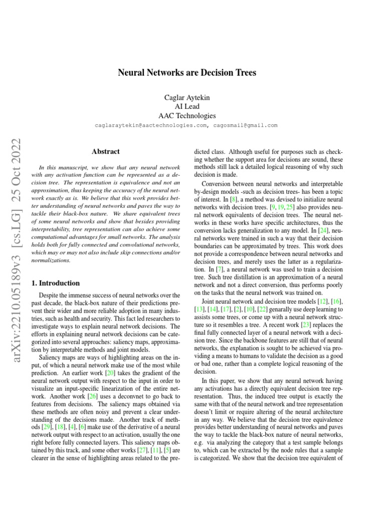 Neural Networks Are Decision Trees | PDF