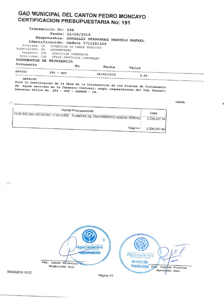 1-7-Certificacion Presupuestaria | PDF