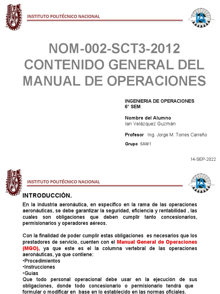 Manual de Operaciones NOM-002-SCT3-2012 | PDF | Aeropuerto | Aeronave