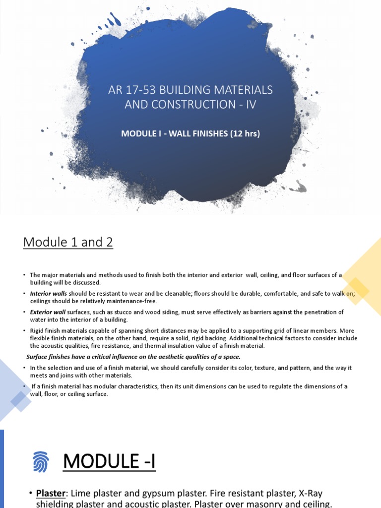 1.wall Finishes - Plastering | PDF | Plaster | Materials