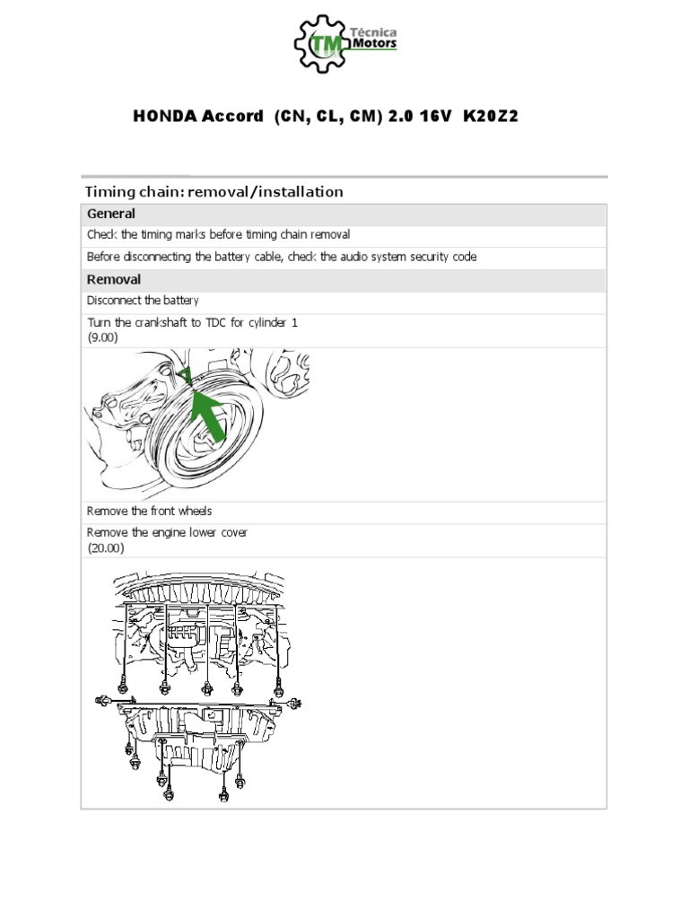 K20Z2 Timing Chain | PDF | Ignition System | Belt (Mechanical)