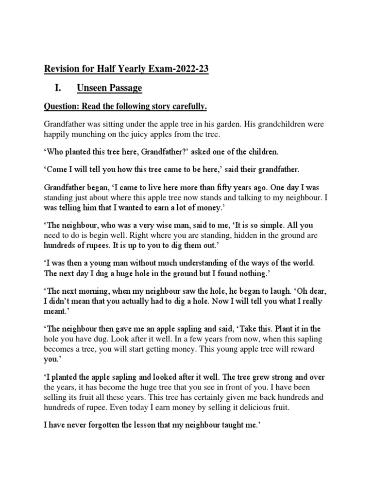 Class-V - Revision - Worksheet | PDF | Trees