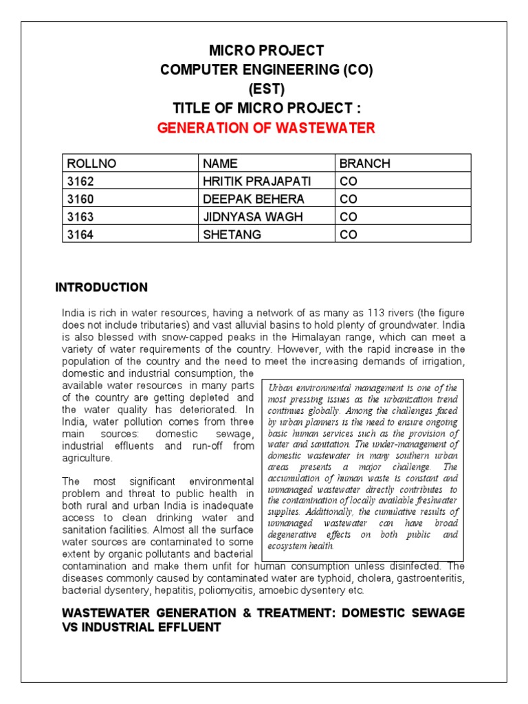 Wastewater Management in India: Challenges | PDF | Sewage Treatment ...