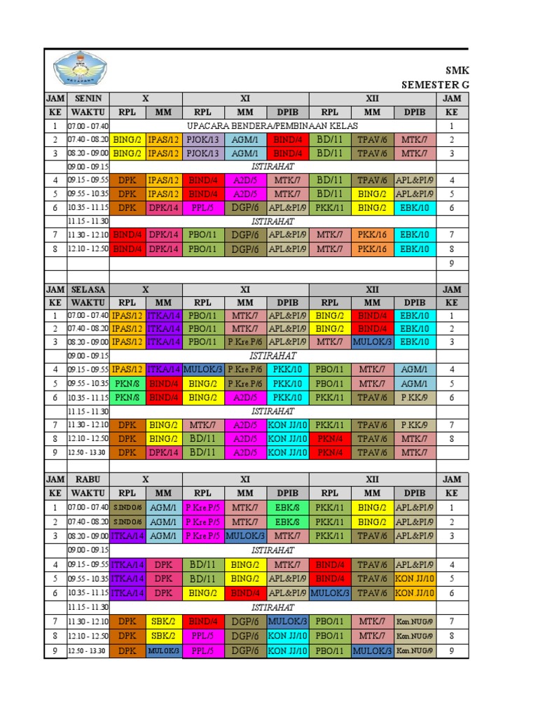Jadwal Blok SMK Semester Ganjil | PDF