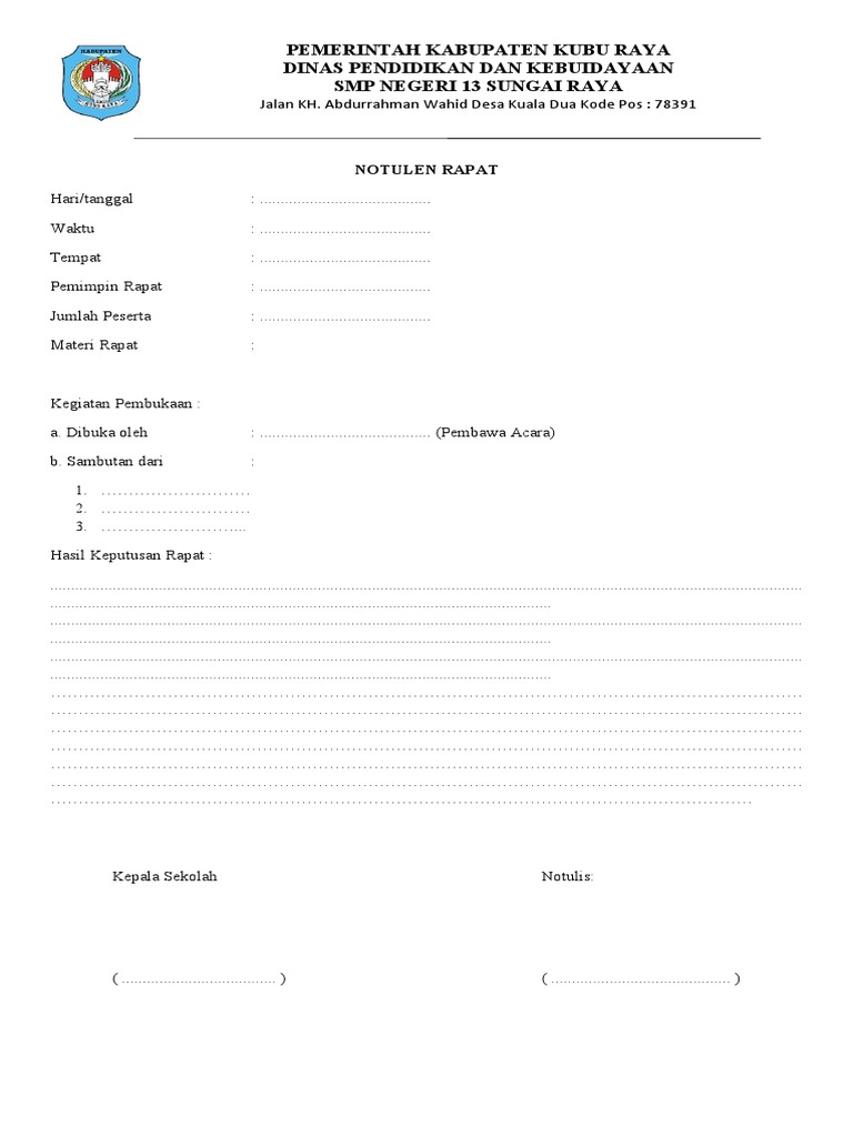Format Notulen Rapat | PDF