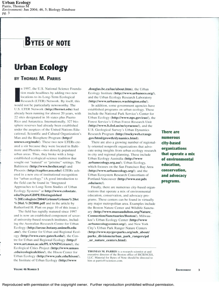 Urban Ecology | PDF | Social Science