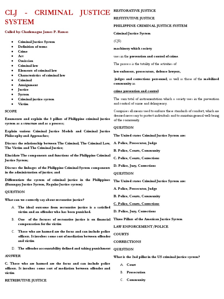 CLJ - Criminal Justice System | PDF | Prosecutor | Police