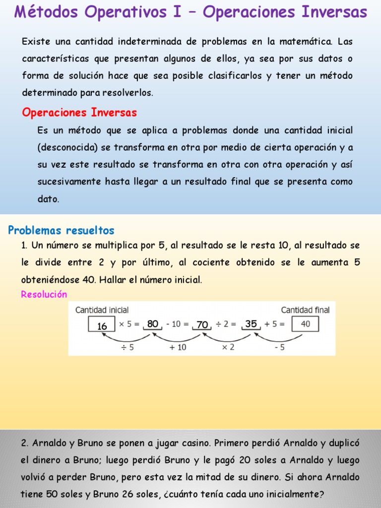 Métodos Operativos I - Operaciones Inversas | PDF