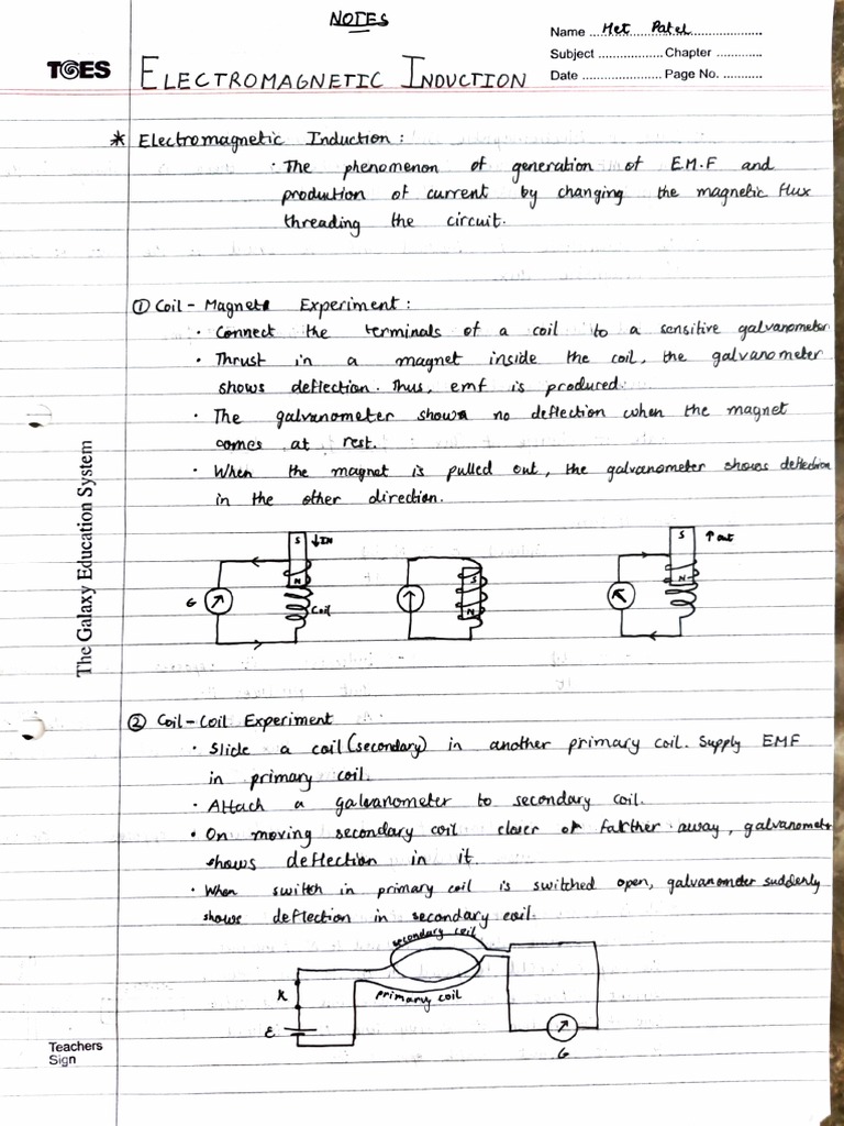 Electromagnetic Induction Notes | PDF | Electromagnetic Induction ...