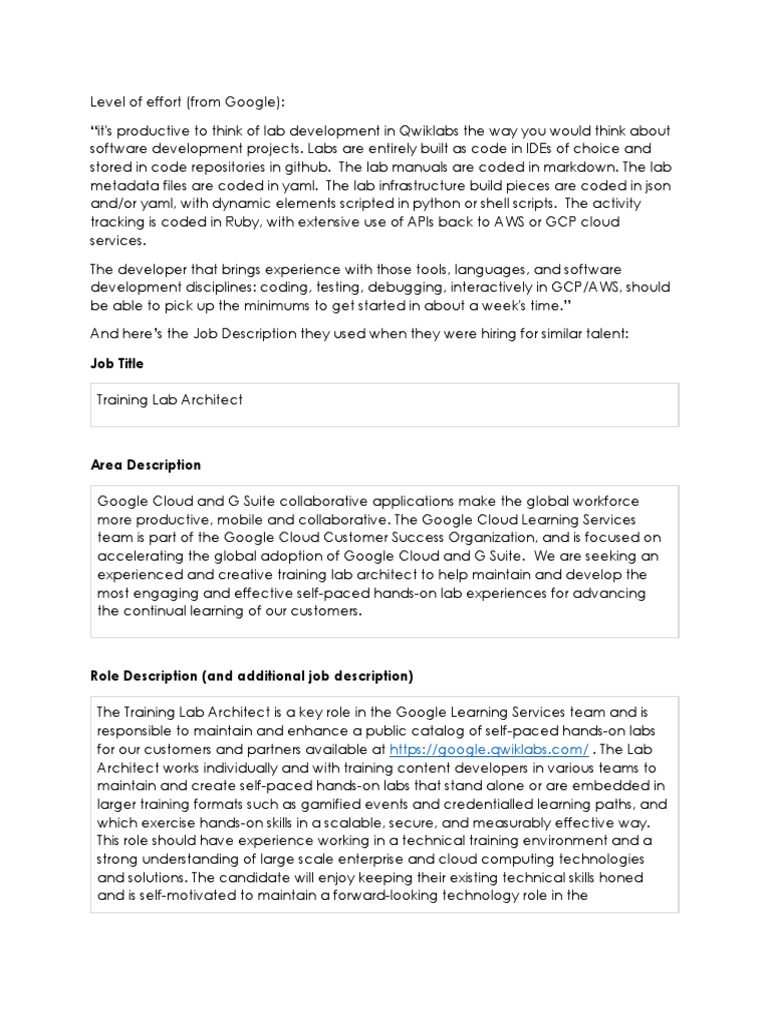 Google Cloud Training Lab Architect | PDF | Cloud Computing | Computer ...