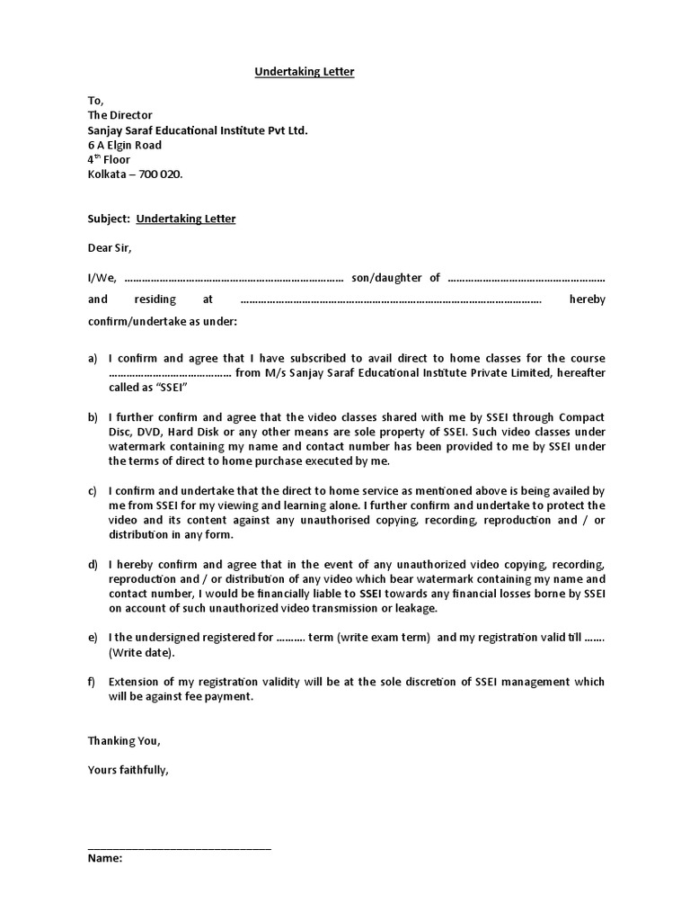 Revised Undertaking | PDF | Law