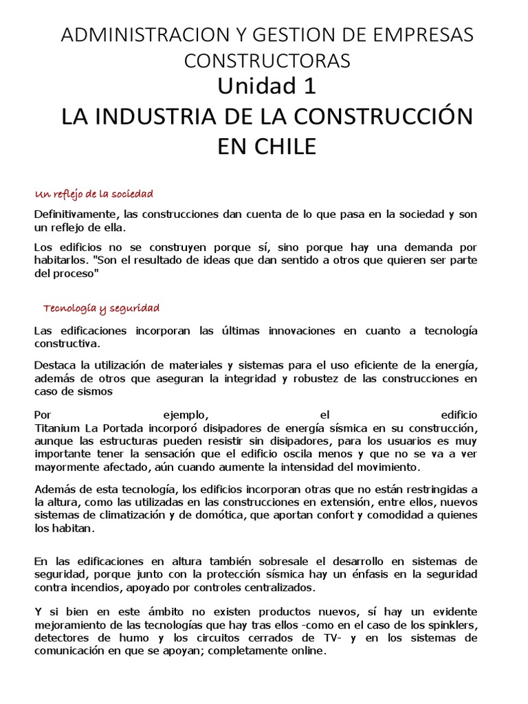 Unidad 1 - Administracion y Gestion de Empresas Constructoras (Al) | PDF