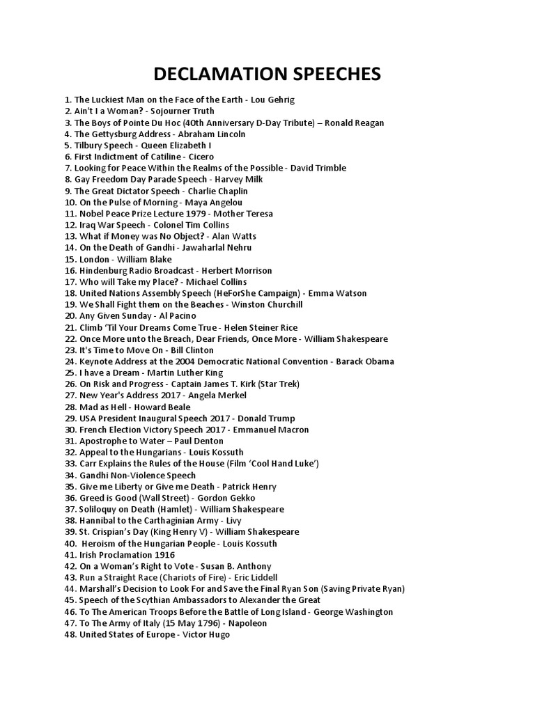 Declamation Speeches 1-60 | PDF