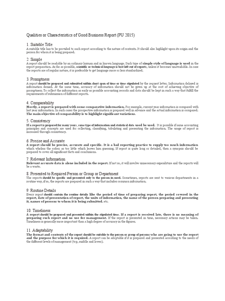 Qualities of Good Report | PDF