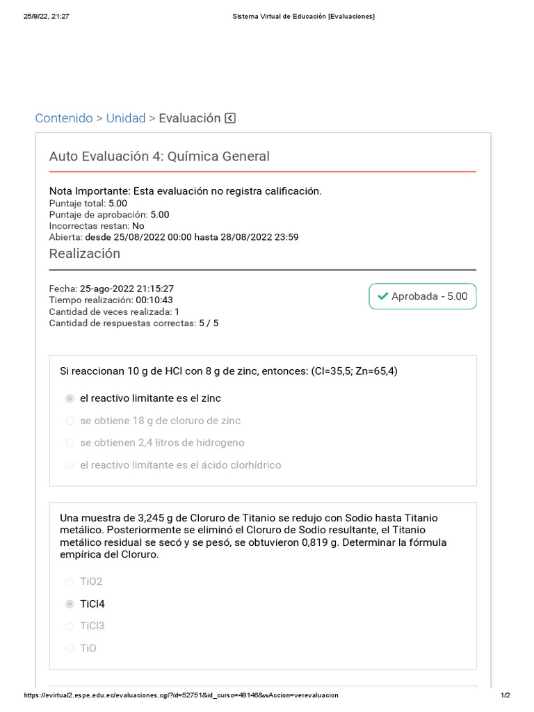 Autoeva t4 p2 Quimica | PDF | Compuestos químicos | Ácido clorhídrico