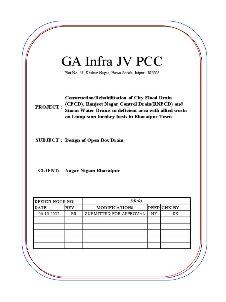 Open Box Drain Design Report | PDF | Concrete | Bending