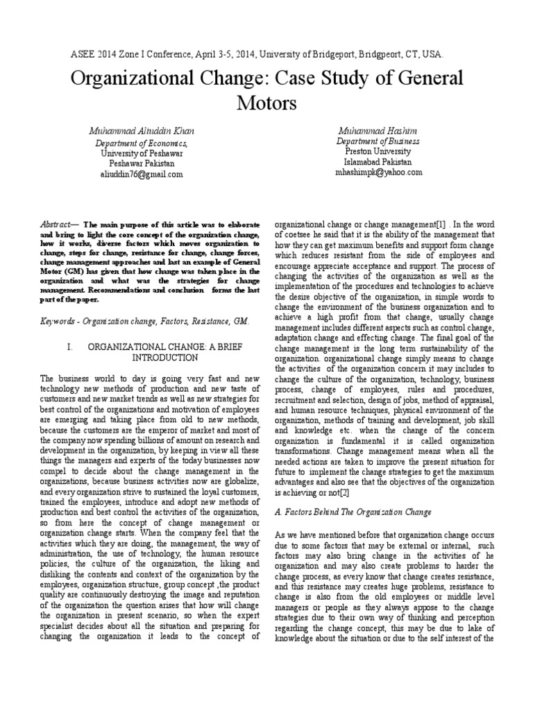 Organizational Change Case Study of Gene | PDF | Change Management ...