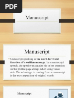 Definition of Manuscript Speech | PDF | Manuscript | Communication