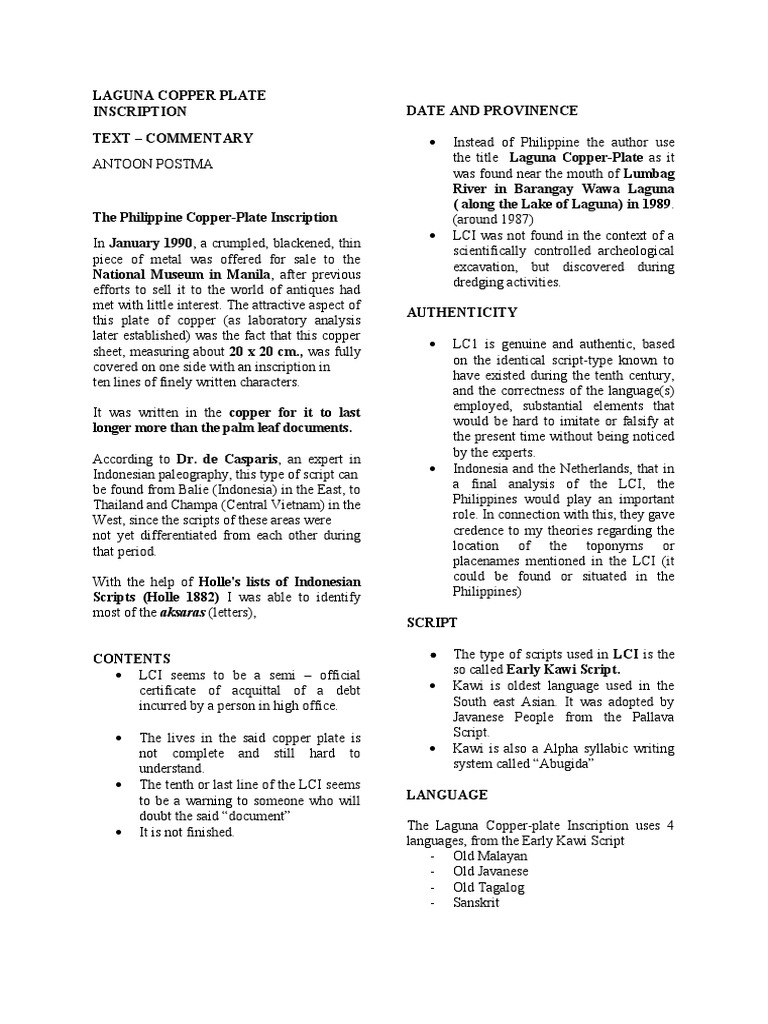 Laguna Copperplate Inscription Overview | PDF | Slavery