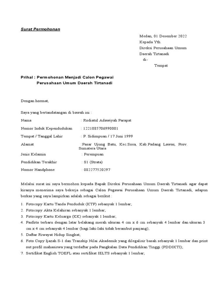 Format Surat Permohonan | PDF
