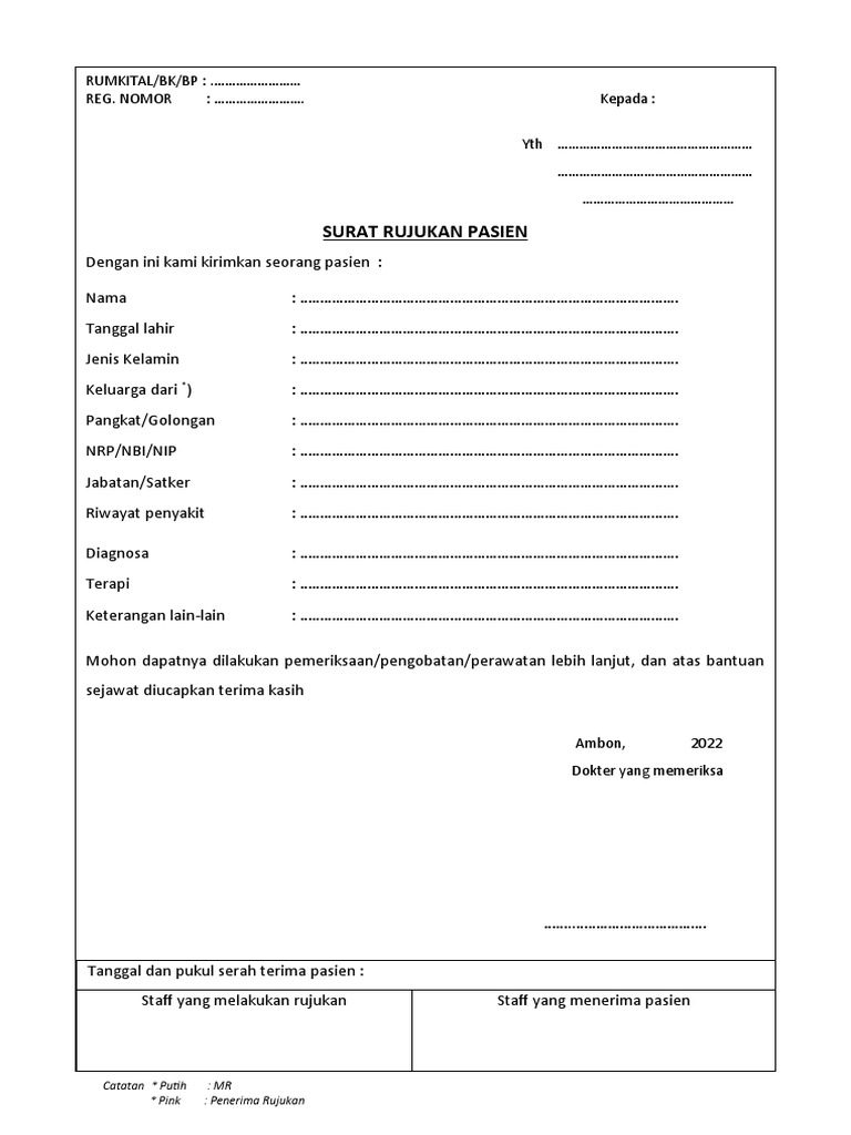Surat Rujukan Pasien | PDF