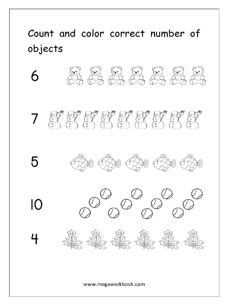 Count and Color The Correct Number of Objects 10 | PDF