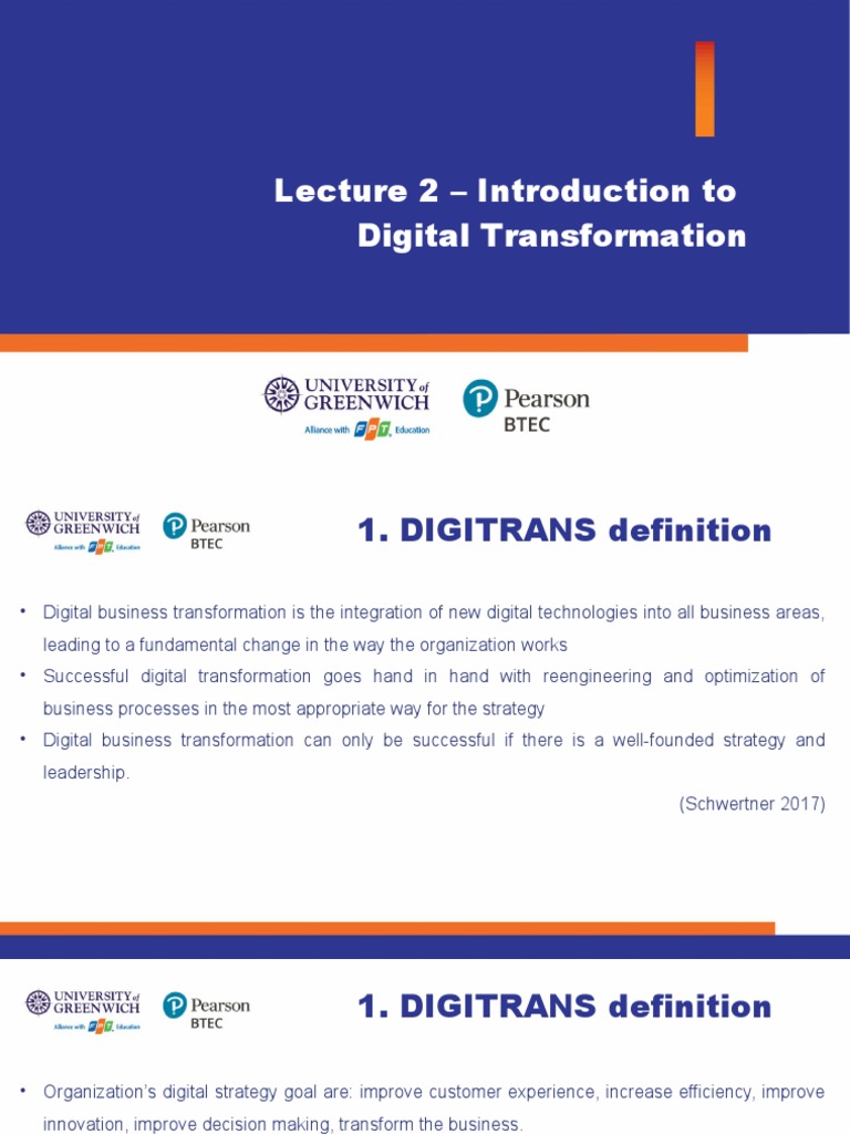 Lecture 2 - Introduction To Digital Transformation | PDF Lecture 2 - Introduction To Digital Transformation | PDF