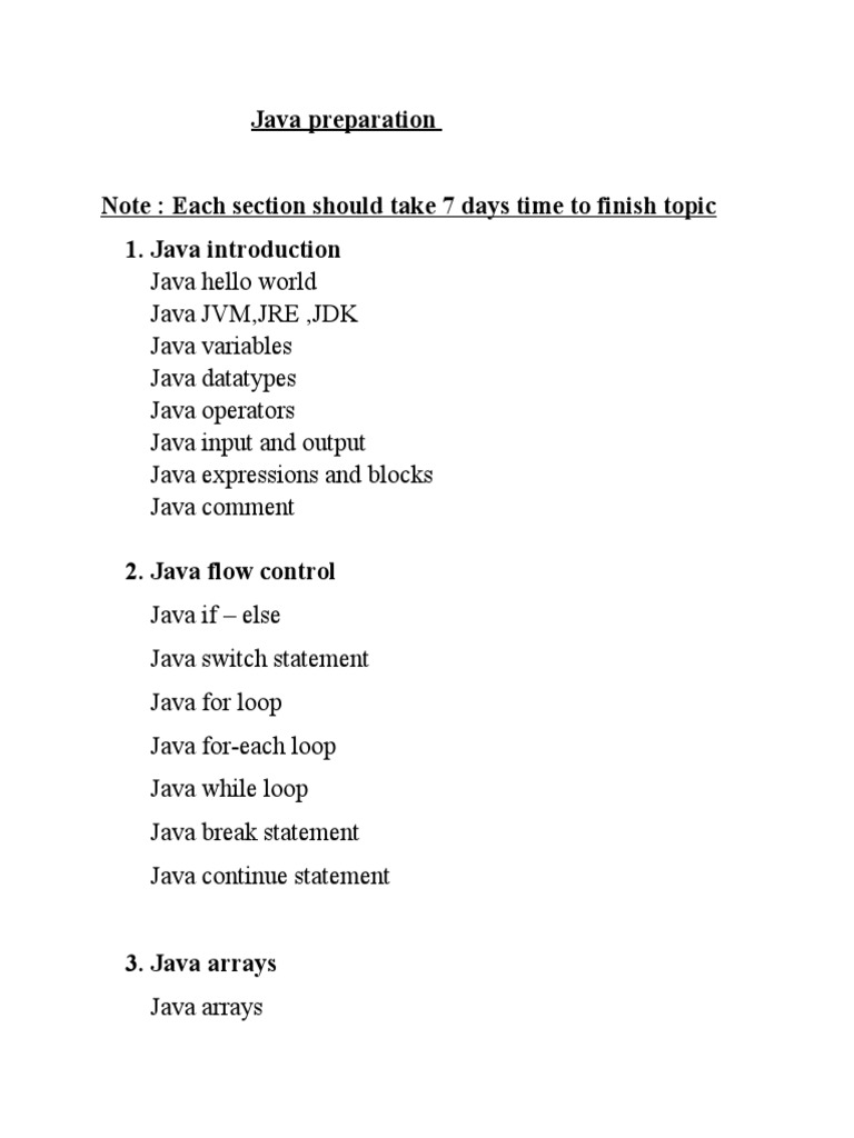 Java Preparation Topics | PDF