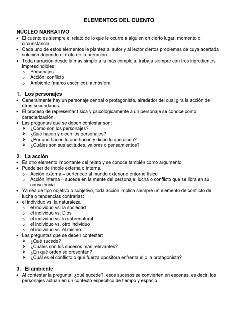 Elementos Clave del Cuento Literario | PDF | Narración | Cuentos