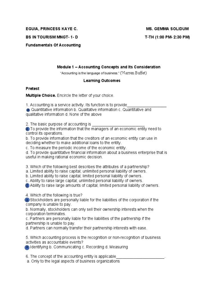 B1 Module 1 | PDF | Accounting | Corporations