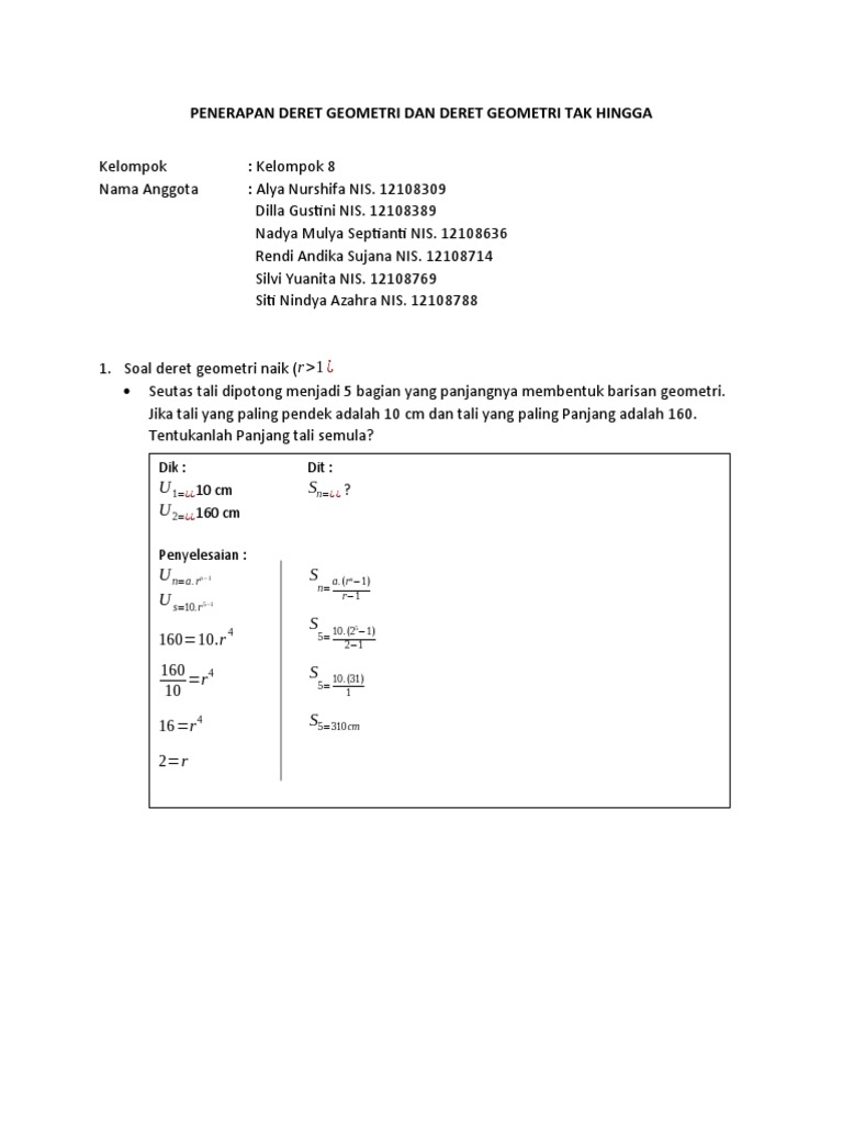 Contoh Soal Deret Geometri Tak Hingga | PDF