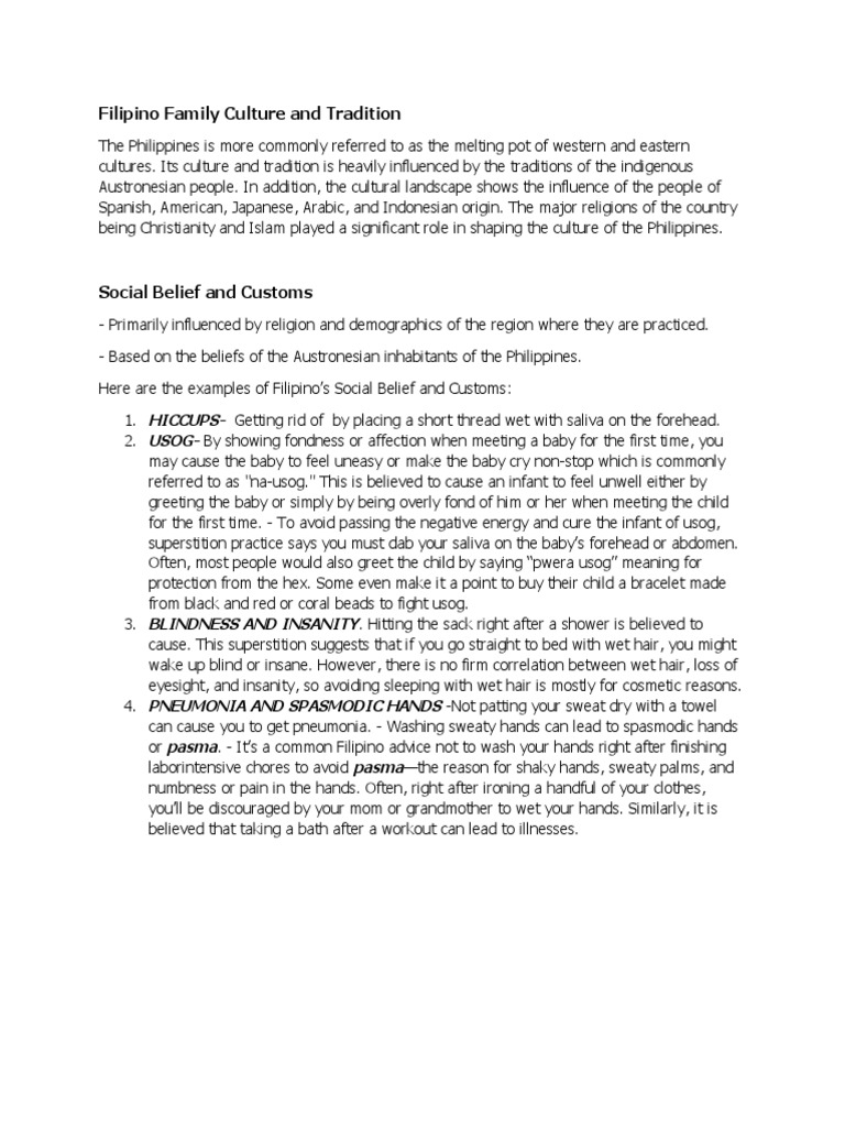 Filipino Family Culture and Traditions | PDF | Wellness