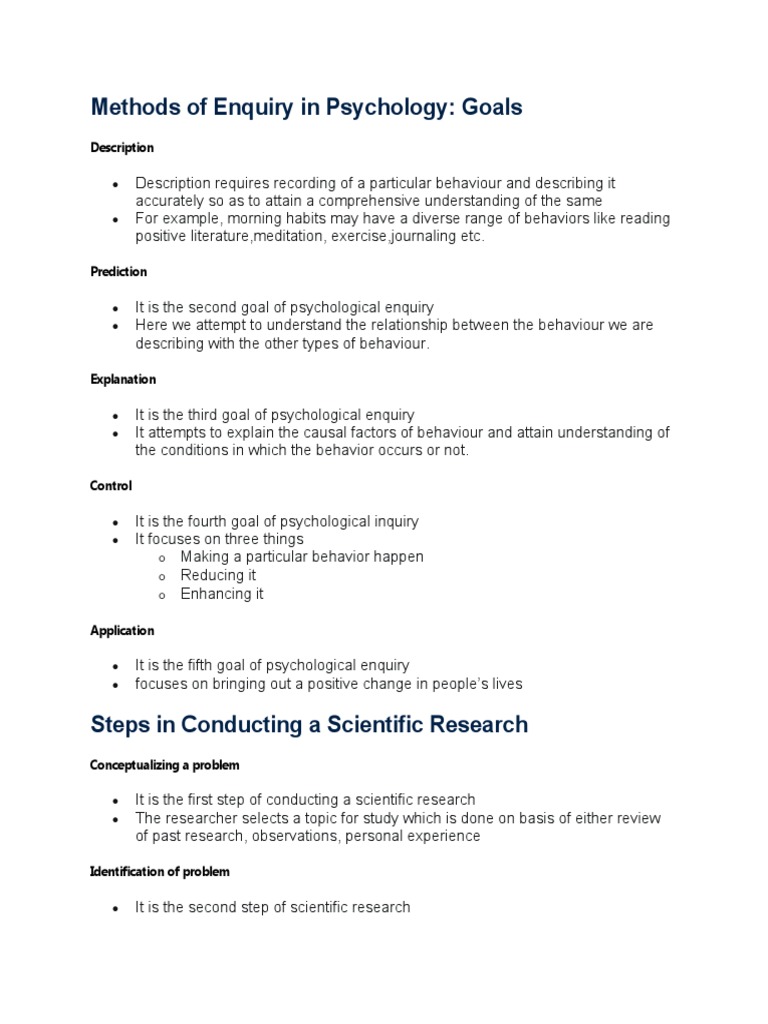 Methods of Enquiry in Psychology | PDF | Psychology | Experiment