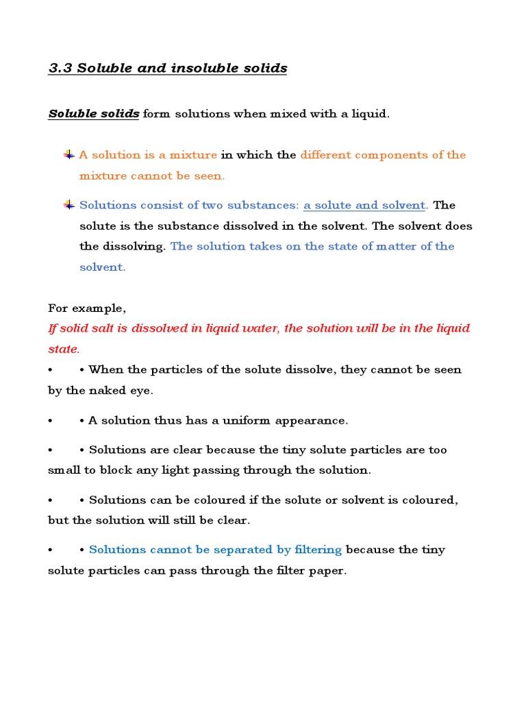 3.3 Soluble and Insoluble Solids | PDF
