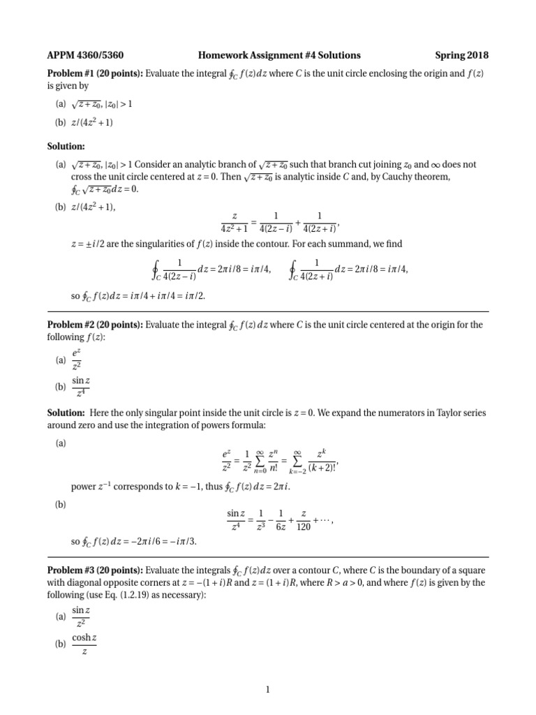 Hw4sol 3.12.18 | PDF | Complex Analysis | Mathematical Objects