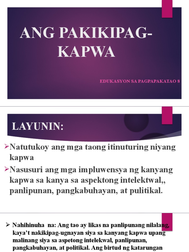 ANG PAKIKIPAG-KAPWA Esp 8 | PDF