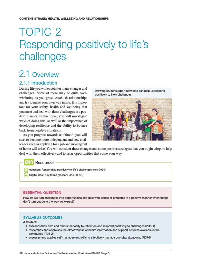 Topic 2 - Responding Positively To Life Challenges | PDF ...