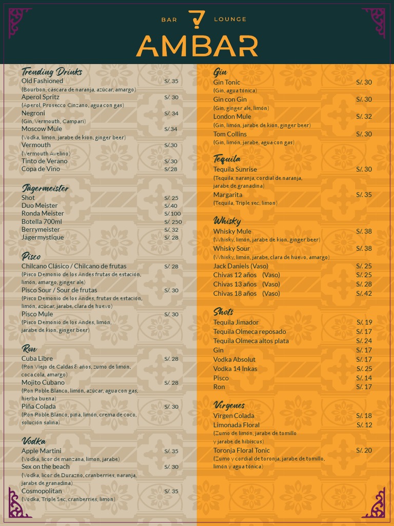 Carta Ambar | PDF | Limonada | Bebida