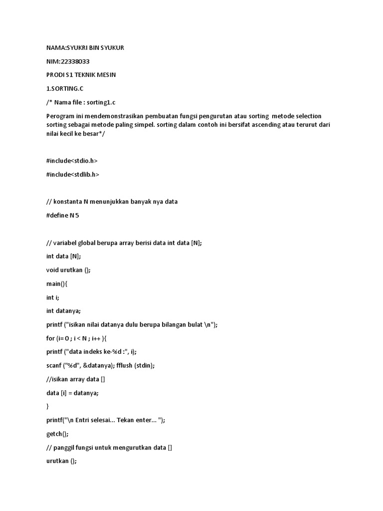 Tugas Coding Sorting (Syukri) | PDF