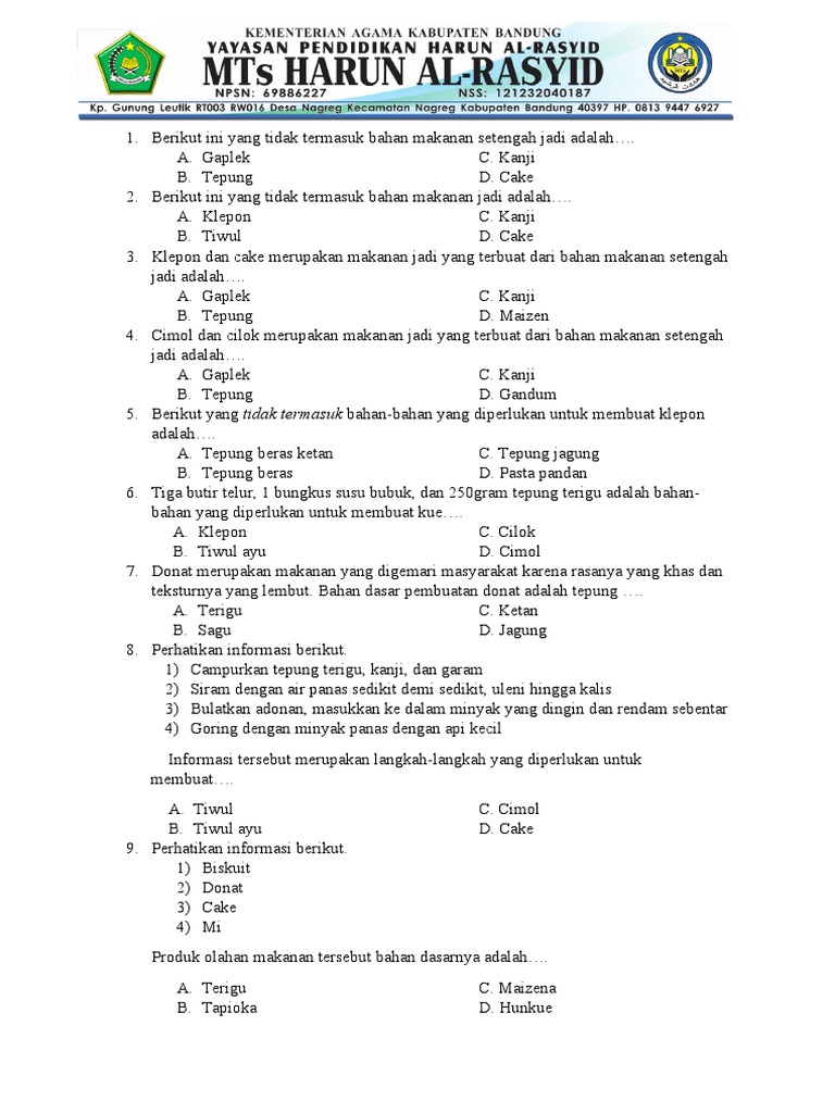 Soal Pas Prakarya Kelas 8 | PDF