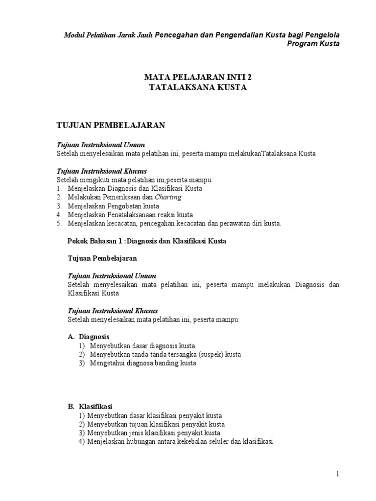 Rev. AG. MI 2 TATALAKSANA KUSTA (Include Bakteriologi) | PDF