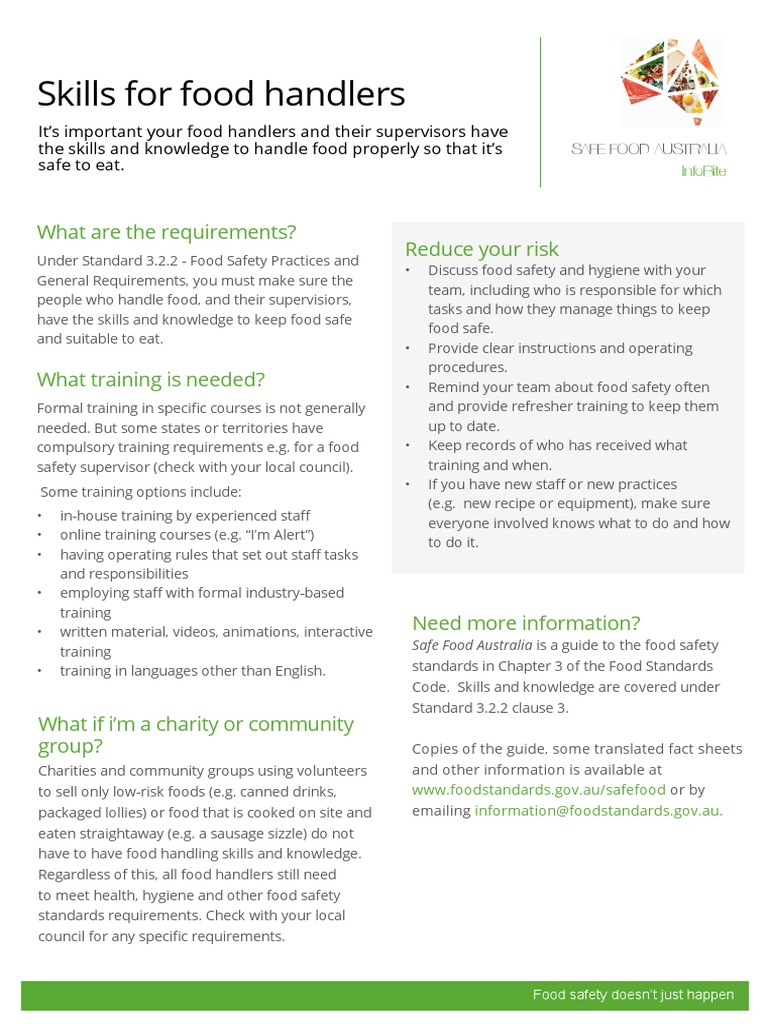 Skills For Food Handlers - Final | PDF | Food Safety | Foods